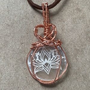Hand Crafted | Jewelry | Lotus Etched Wire Wrapped Capiz Shell | Poshmark